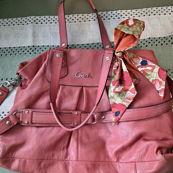 Coach | Bags | Coach Rose Leather Tote With Floral Scarf | Poshmark